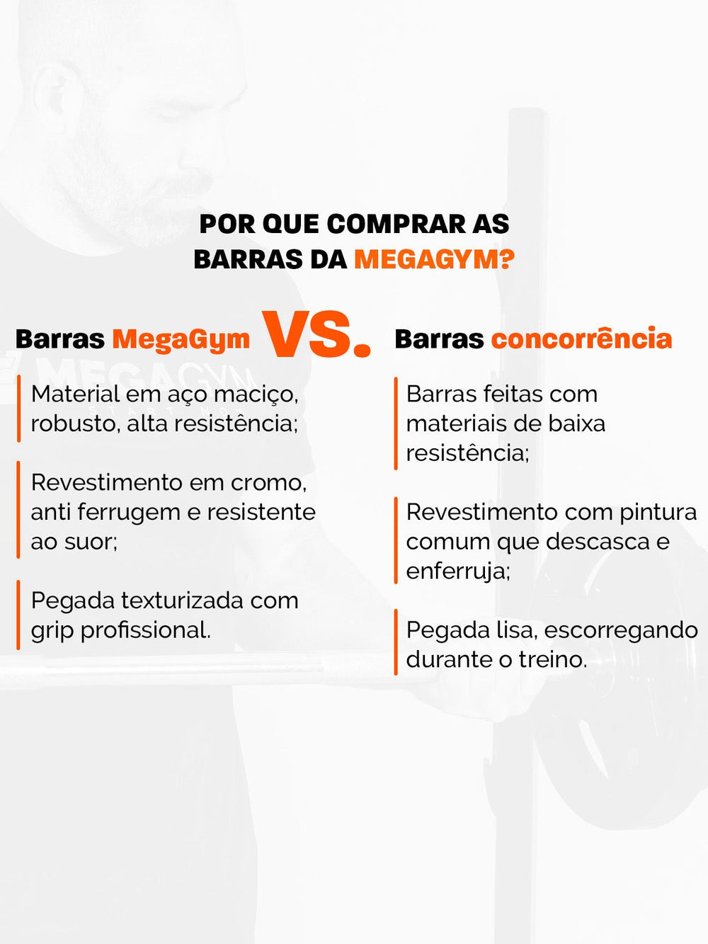 Barra para Musculação: Reta, em W e Puxador Barra - MegaGym
