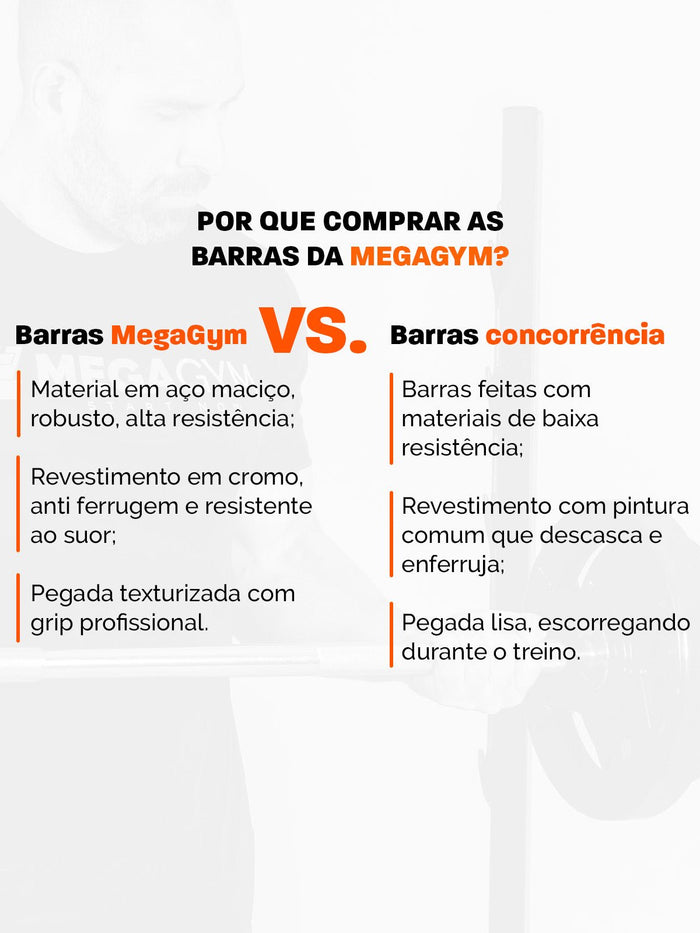 Barra para Musculação: Reta, em W e Puxador Barra - MegaGym