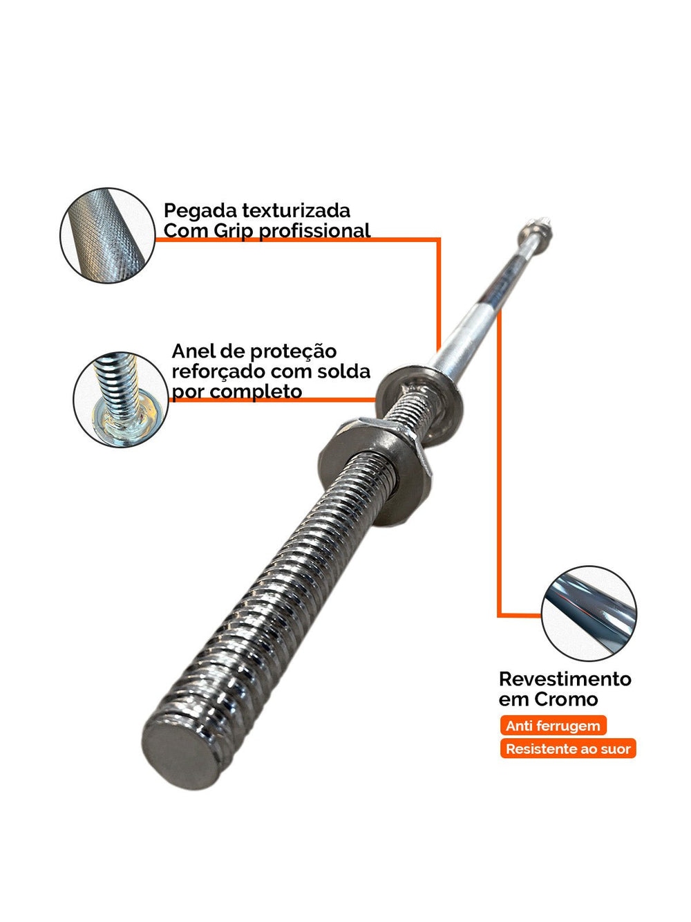 Barra para Musculação: Reta, em W e Puxador Barra - MegaGym